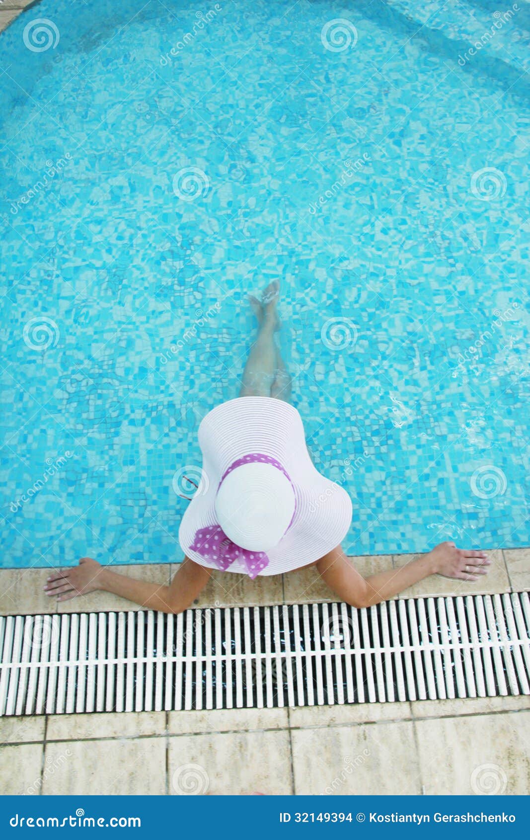 Girl in a Hat in the Water Pool Stock Photo - Image of beach, swimming ...