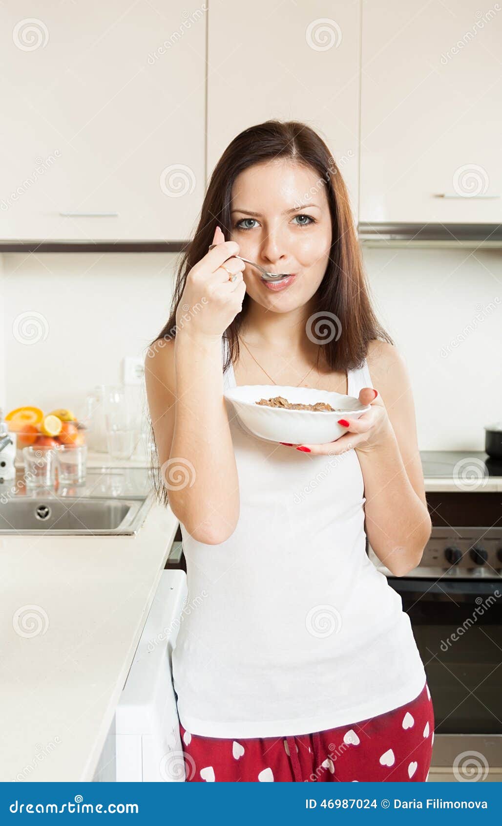 Girl having breakfast stock photo. Image of breakfast - 46987024