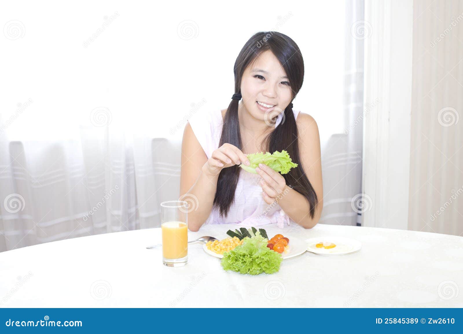 A girl having breakfirst stock image. Image of health - 25845389