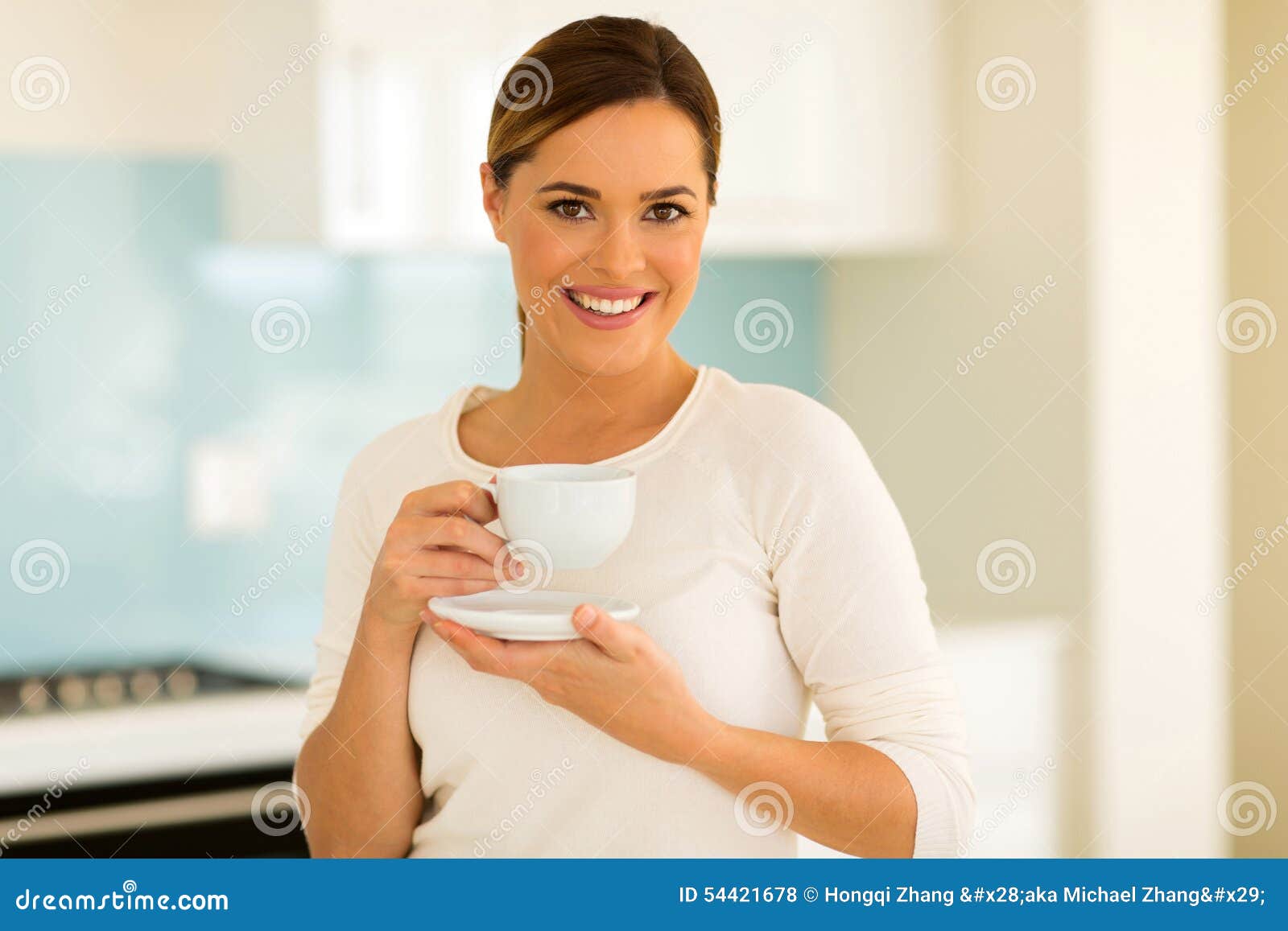 Girl having coffee stock photo. Image of kitchen, morning - 54421678