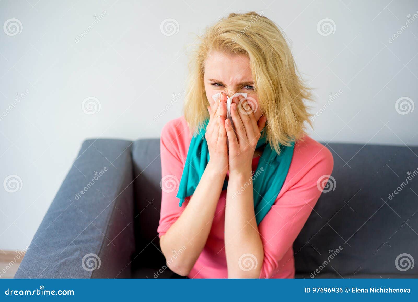 Girl having cold stock photo. Image of sickness, disease - 97696936
