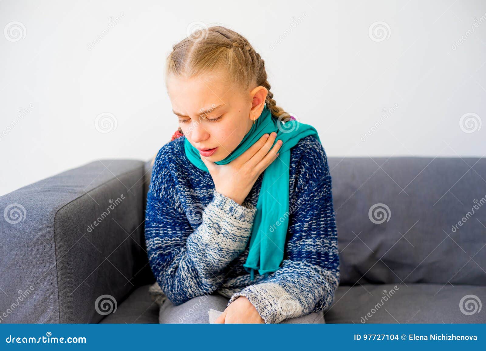 Girl having cold stock photo. Image of adult, symptom - 97727104