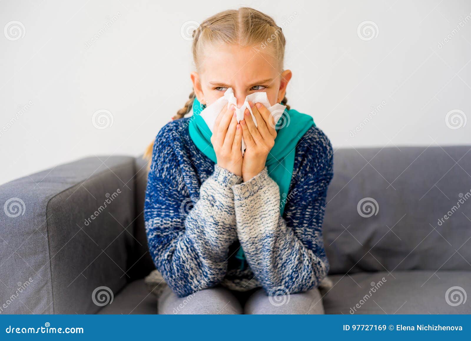 Girl having cold stock image. Image of sore, unwell, cold - 97727169