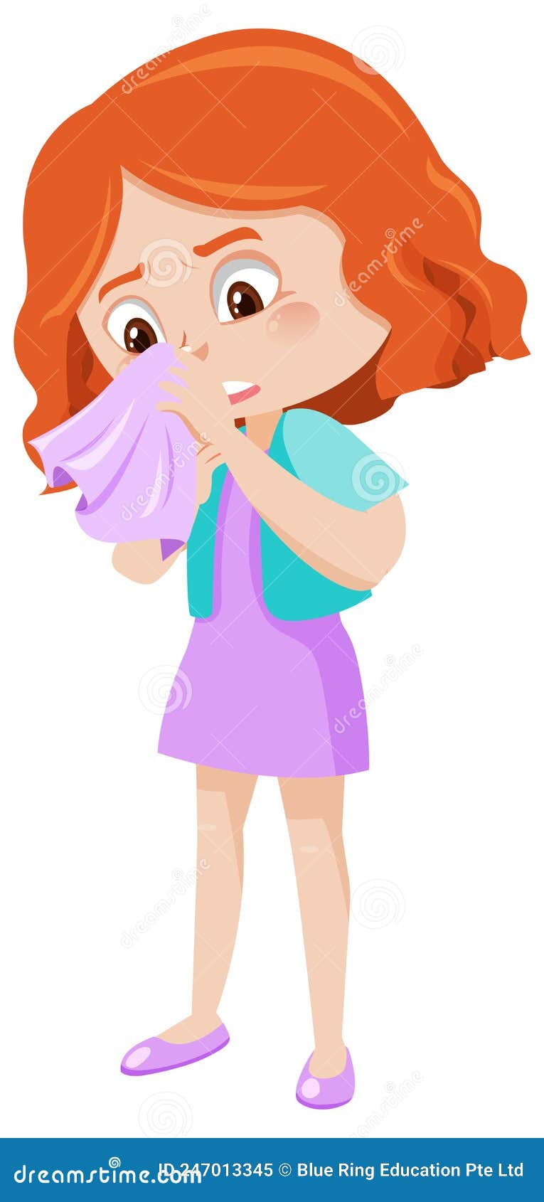 Girl Having a Cold on White Background Stock Vector - Illustration of ...