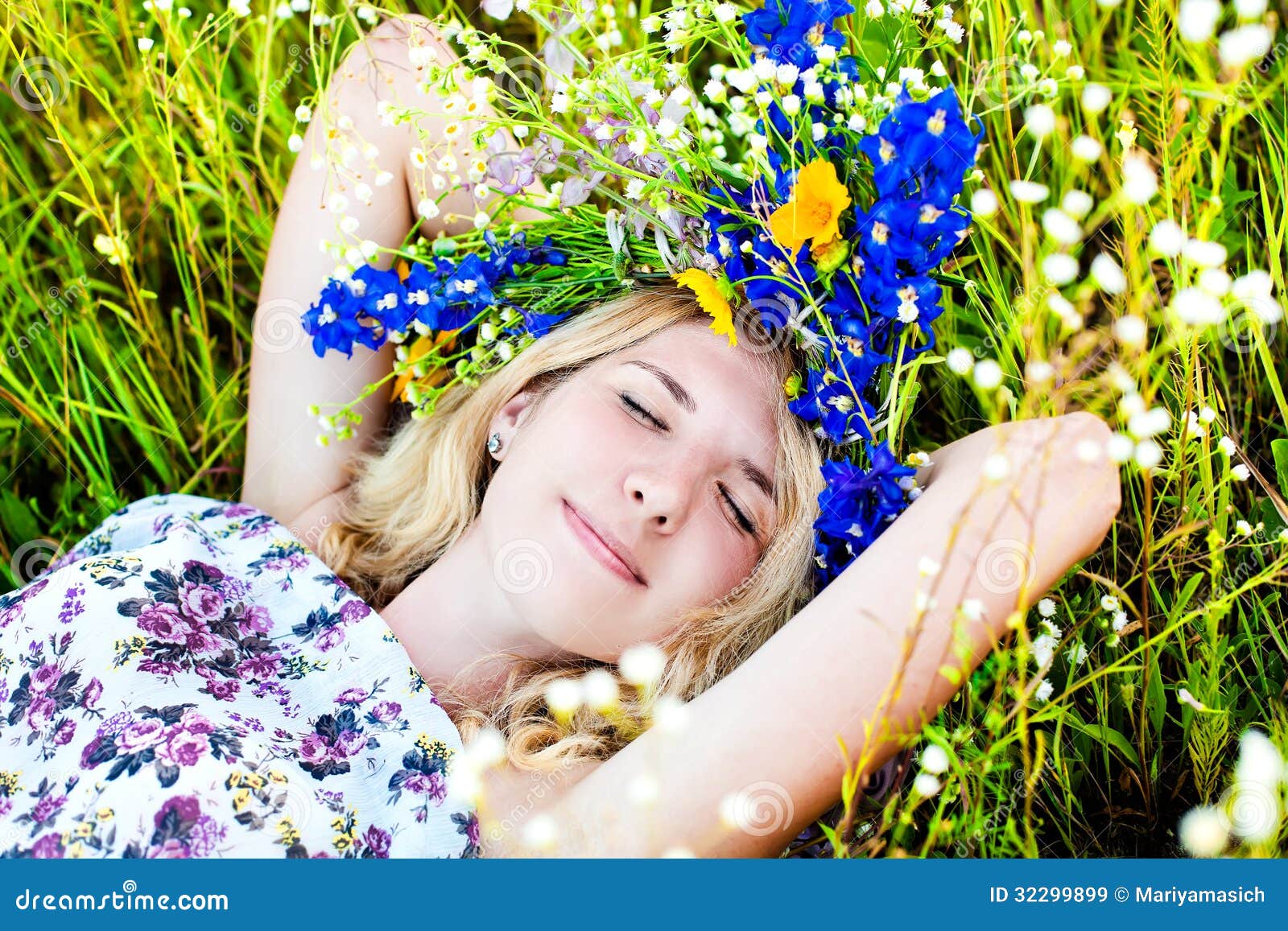 Girl Having Fun on the Beautiful Summer Nature Stock Image - Image of ...