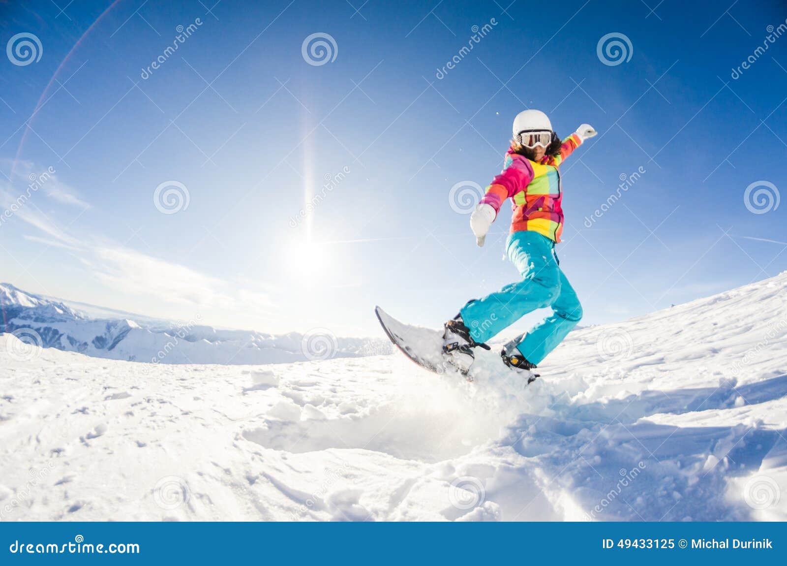 Girl Having Fun on Her Snowboard Stock Image - Image of extreme, skier ...