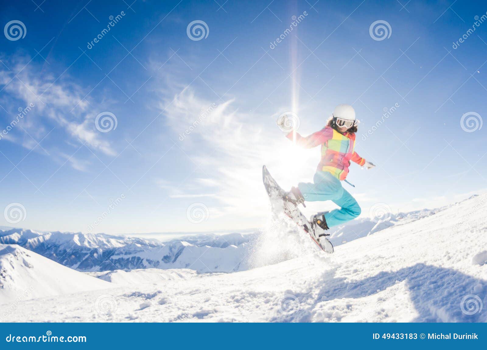 Girl Having Fun on Her Snowboard Stock Image - Image of outdoor ...