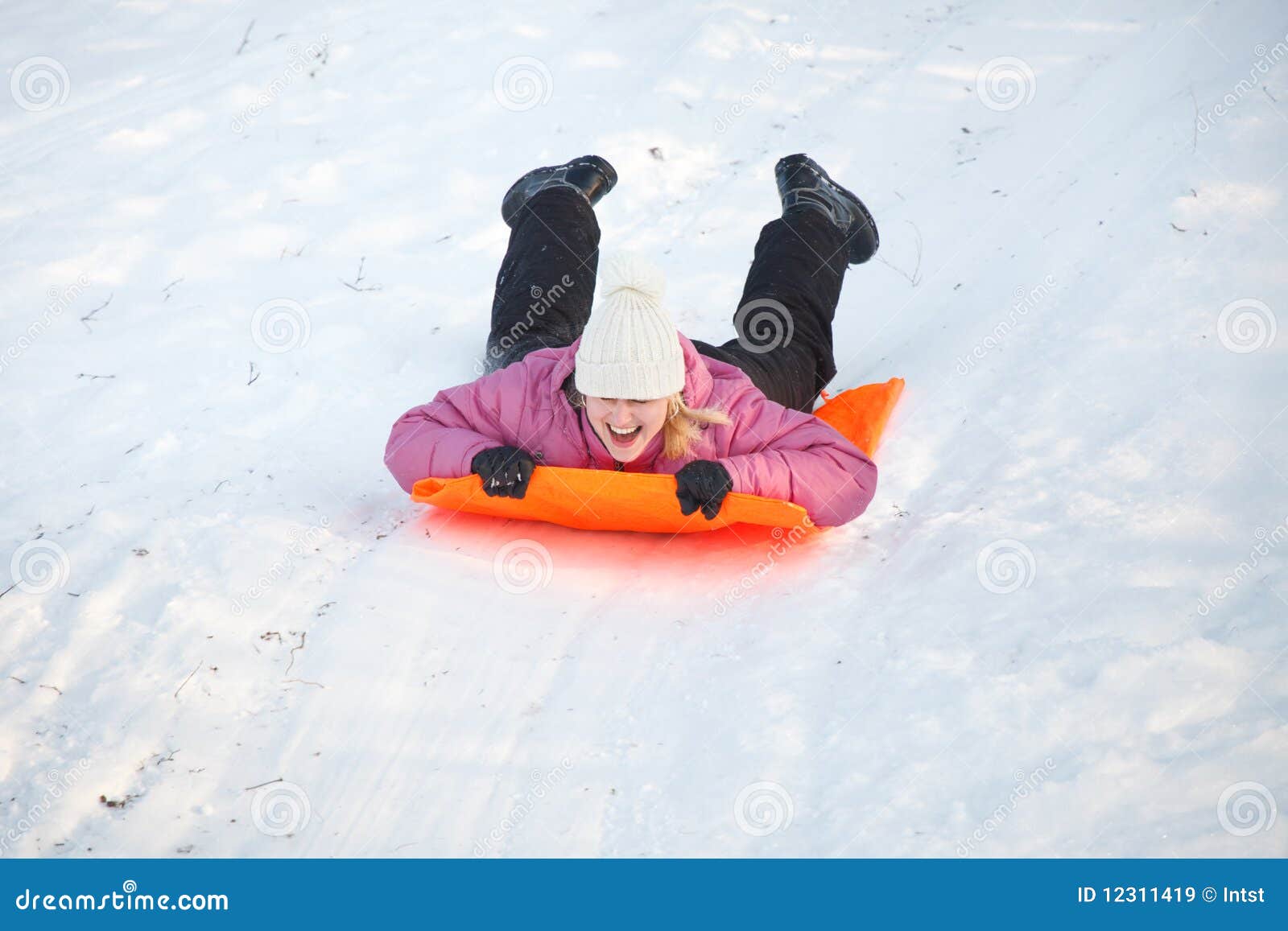 Girl having fun in snow stock image. Image of scene, cheerful - 12311419