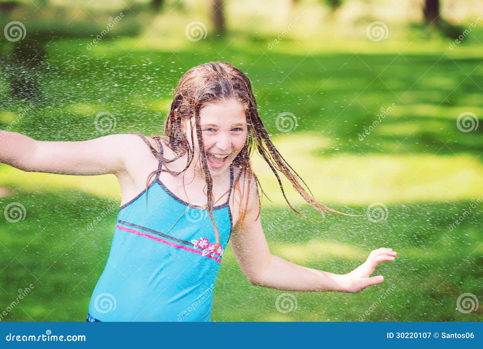 Girl Having Fun Outdoor with Water Stock Image - Image of freshness ...