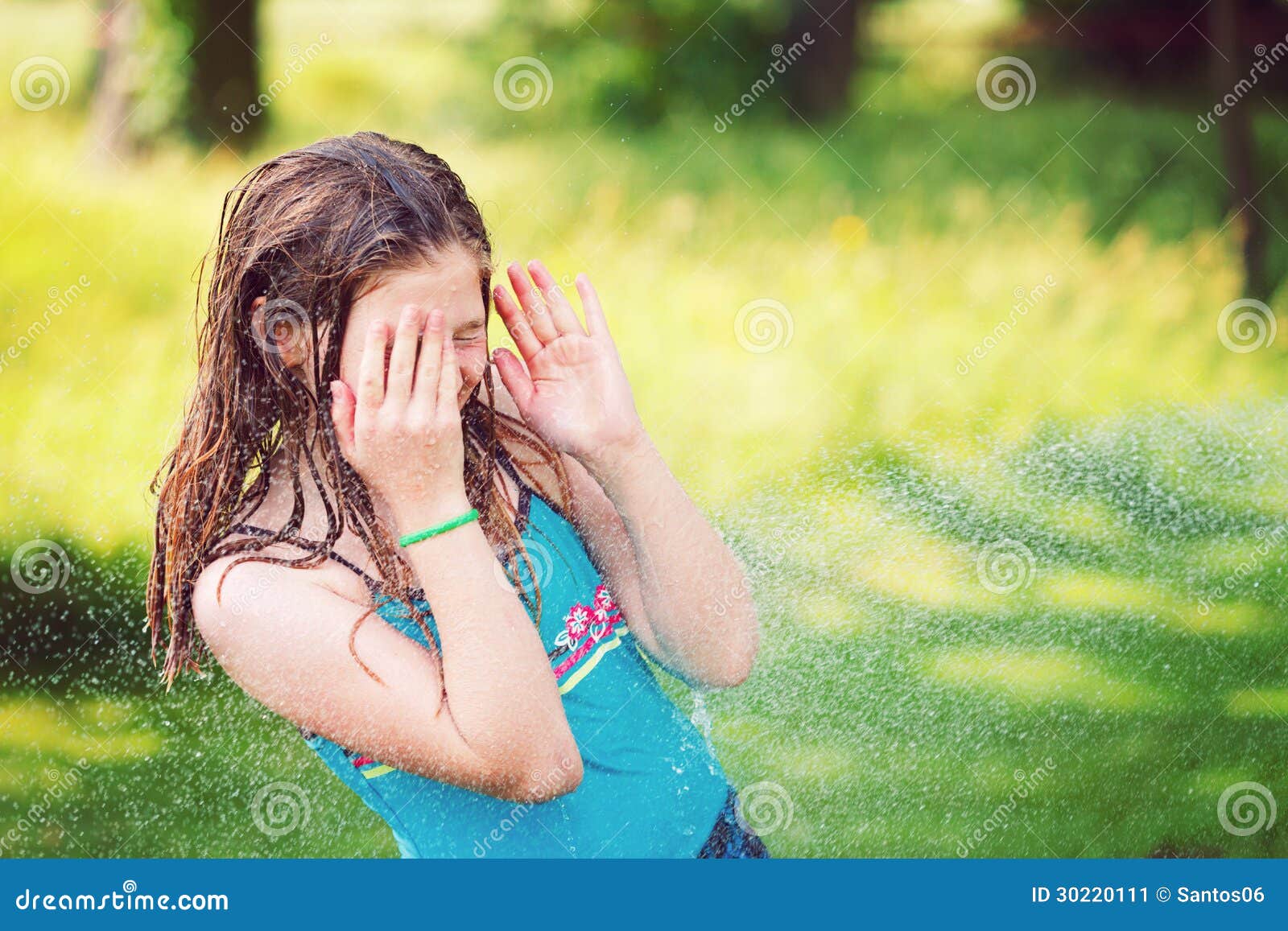Girl Having Fun Outdoor with Water Stock Image - Image of colorful ...