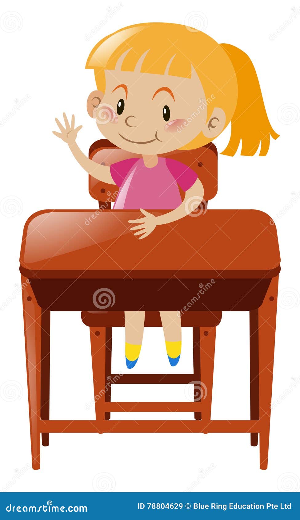 Girl having hand up stock illustration. Illustration of table - 78804629
