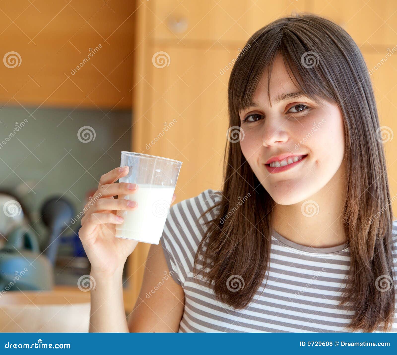Girl having milk stock photo. Image of drink, smiling - 9729608
