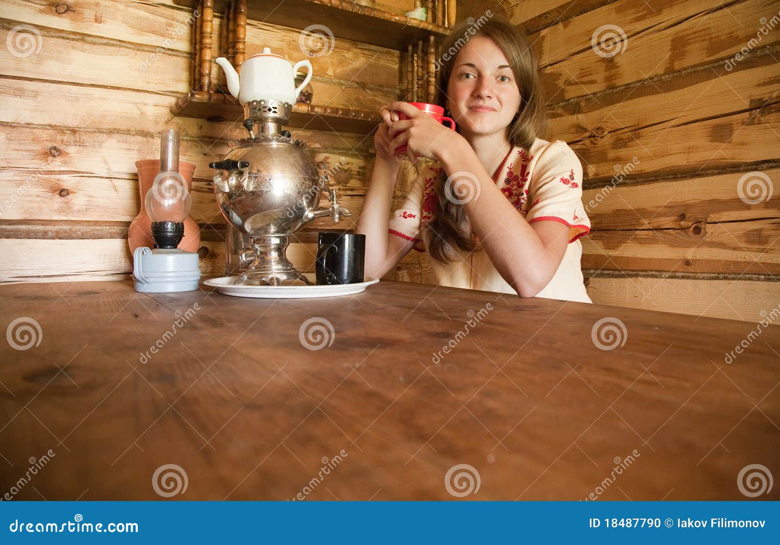 Girl having tea stock photo. Image of lifestyle, kettle - 18487790
