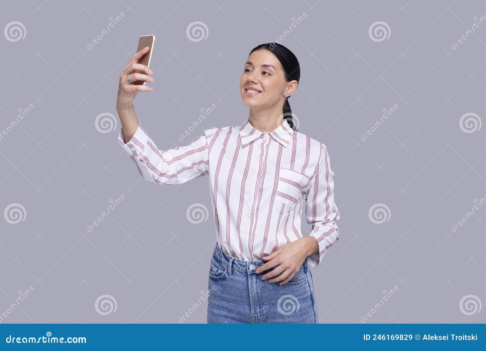 Girl Having Video Call on Phone . Girl Video Call. Girl Using Phone ...