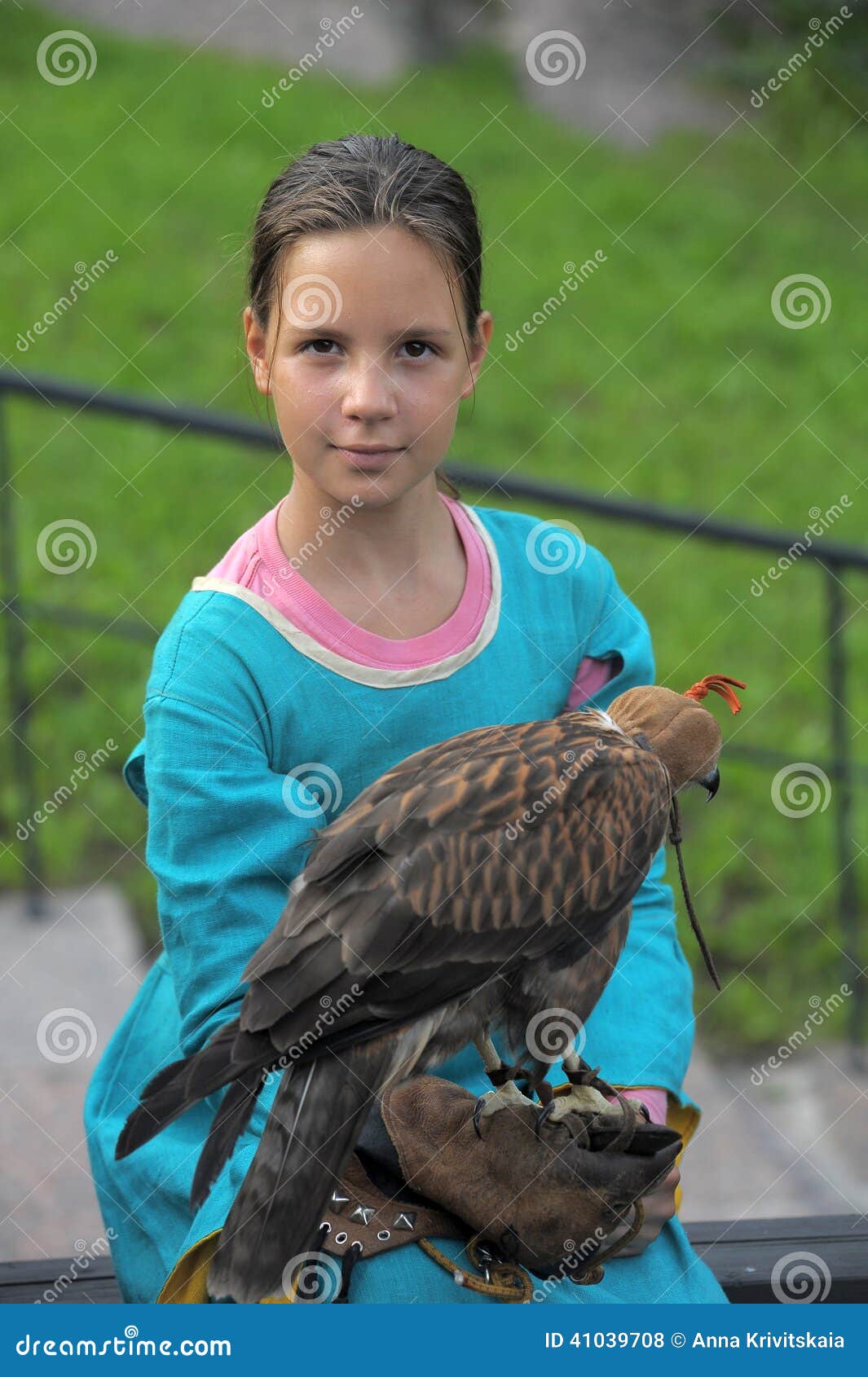 Girl with a hawk stock photo. Image of animal, antique - 41039708