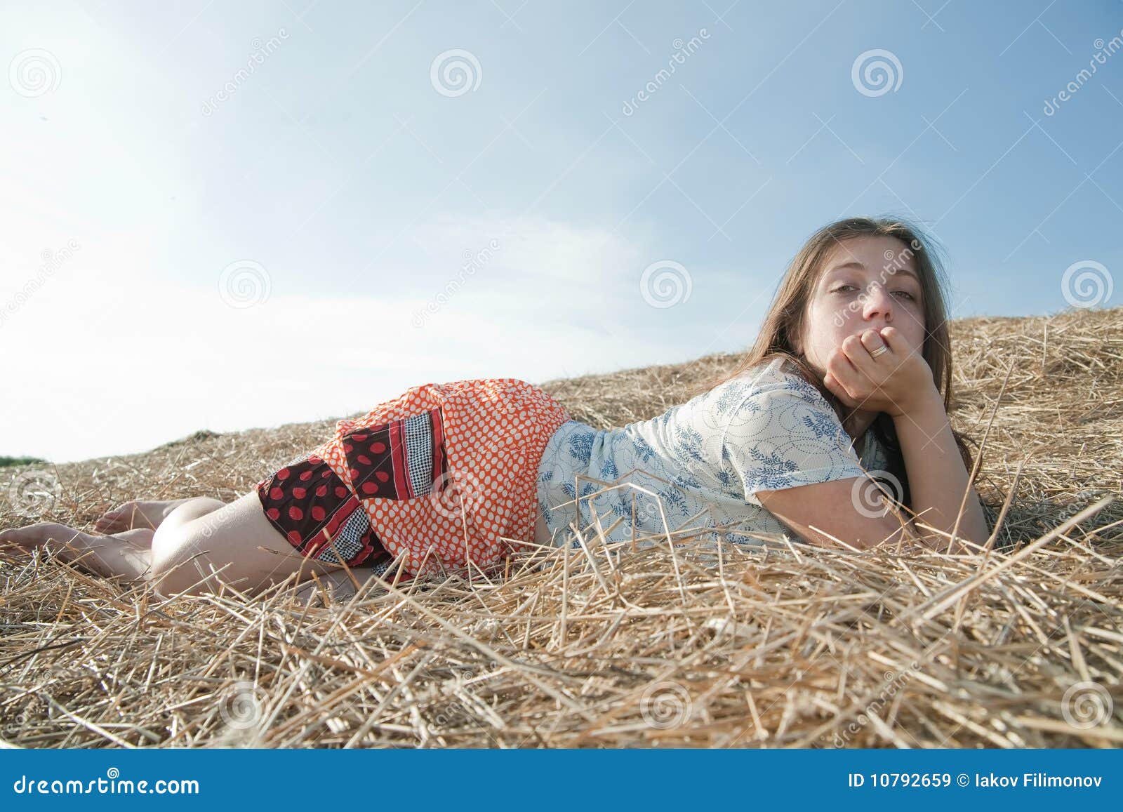 Girl on hay stock image. Image of rural, countryside - 10792659