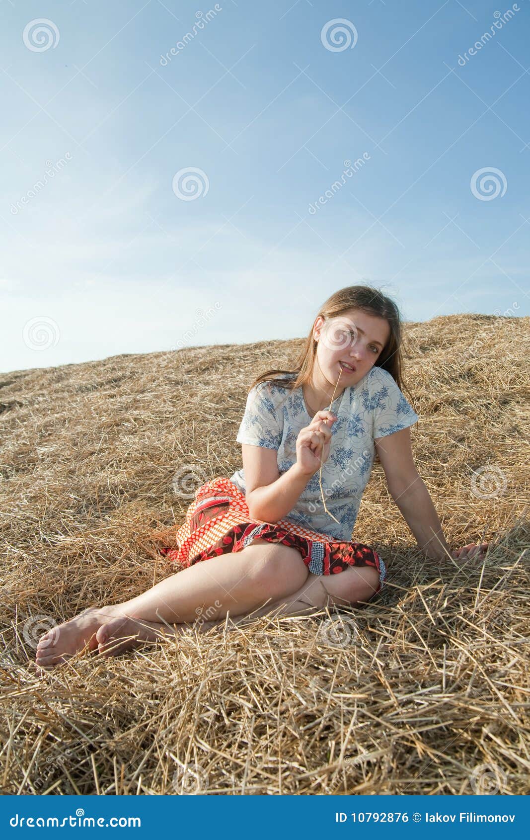 Girl on hay stock photo. Image of laying, skin, beauty - 10792876