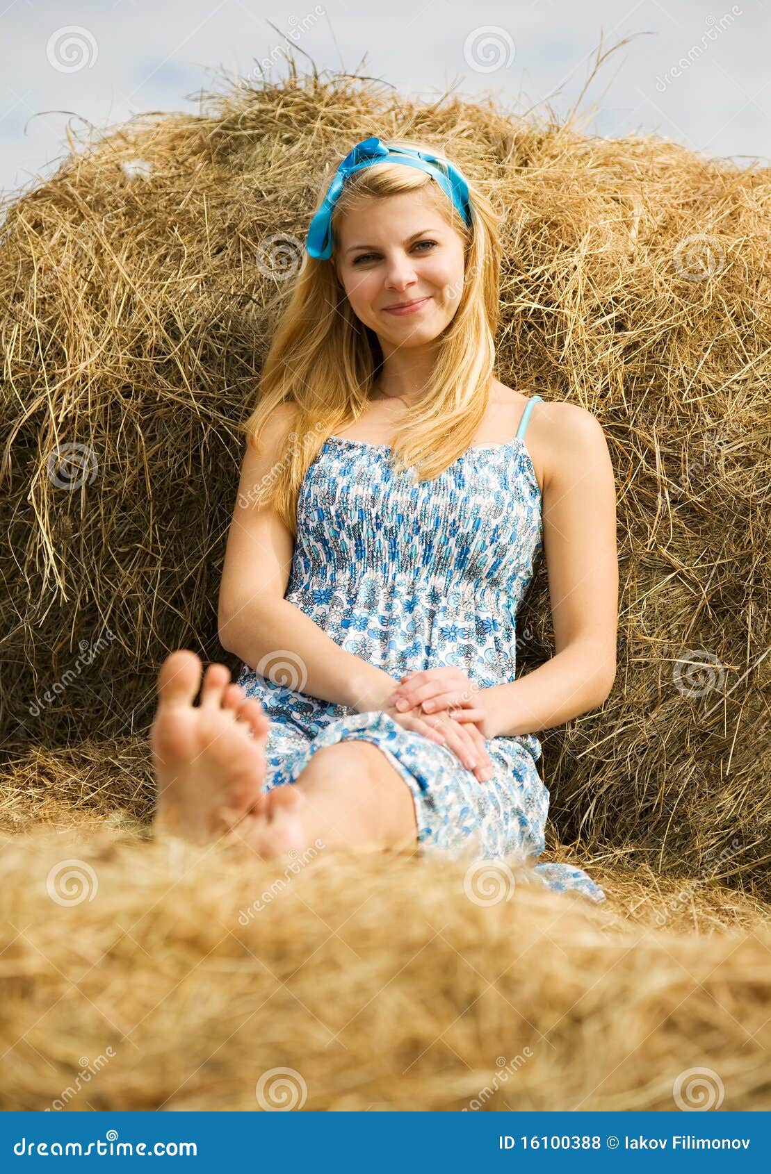 Girl on hay stock photo. Image of sensuality, rural, resting - 16100388