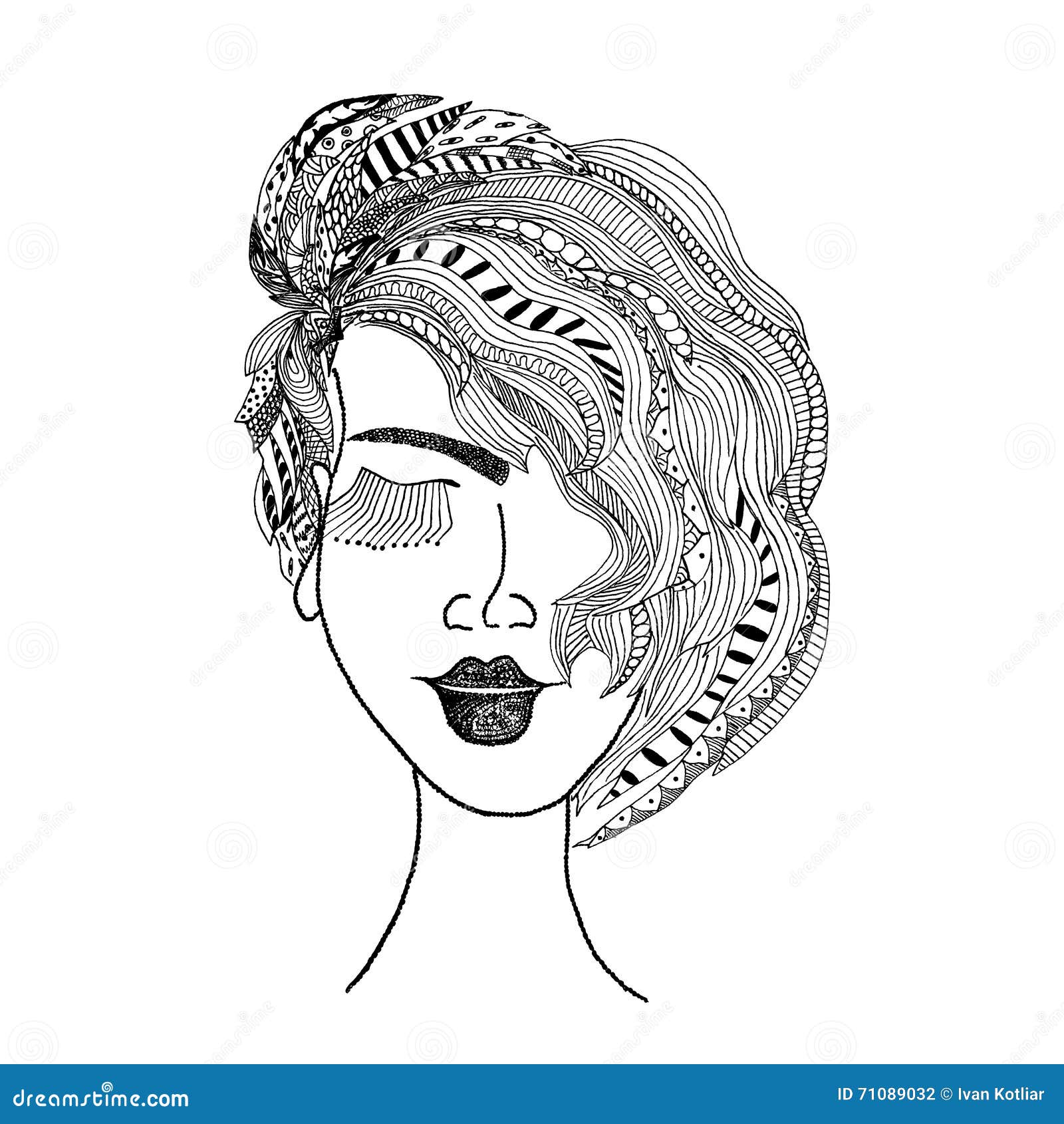 Girl head in tribal style stock vector. Illustration of decoration ...