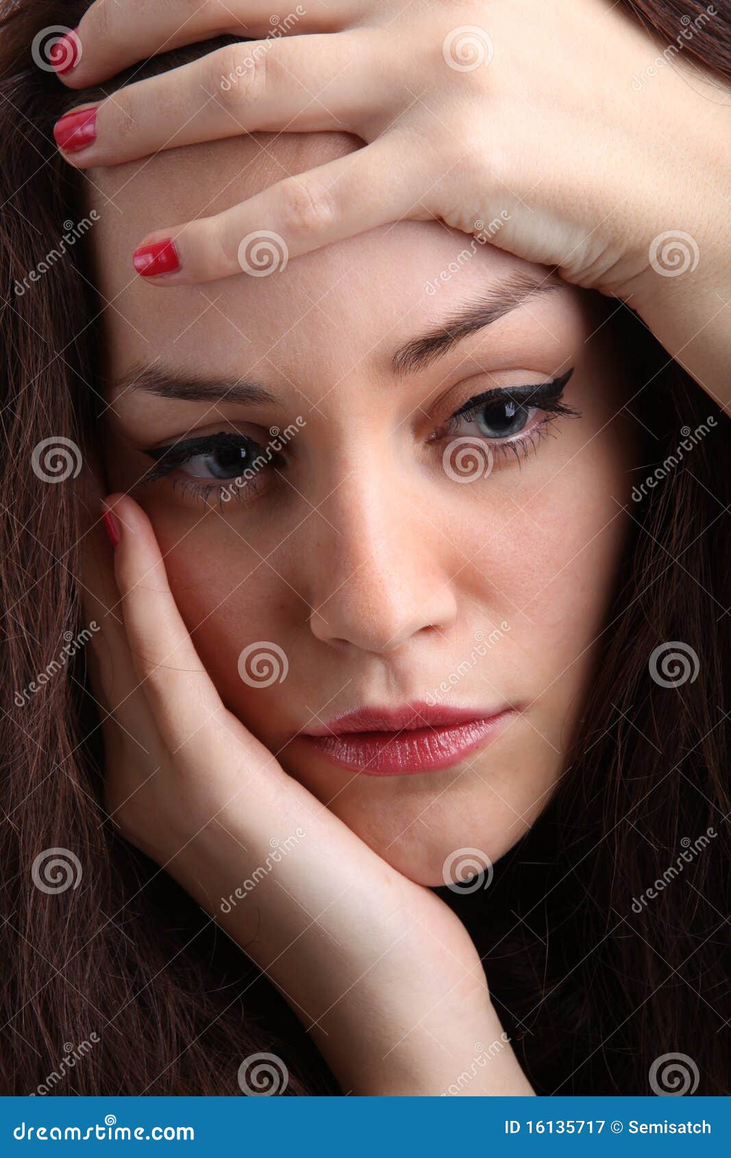 Girl with headache stock image. Image of lady, face, mystical - 16135717
