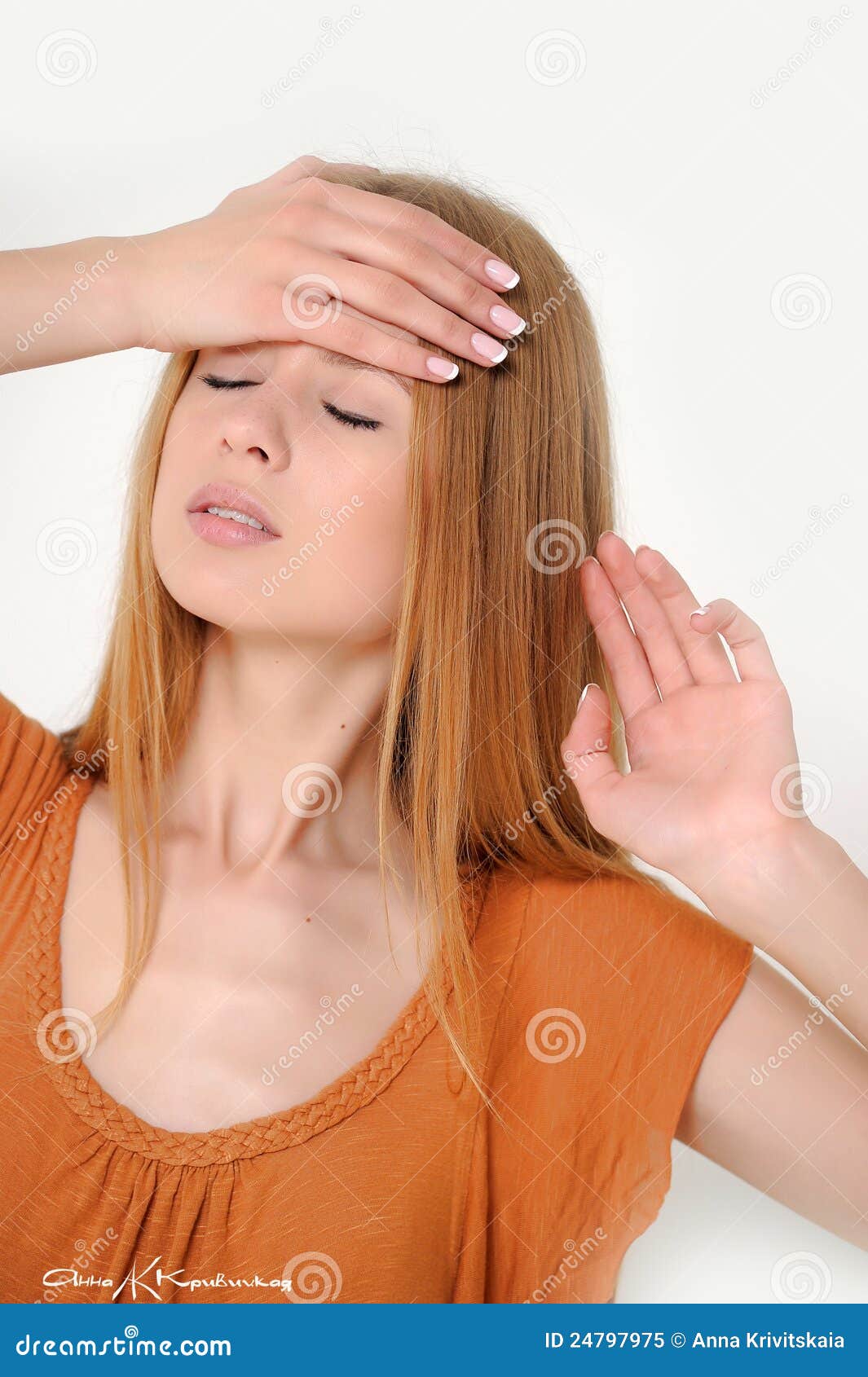 Girl with headache stock image. Image of compassionate - 24797975