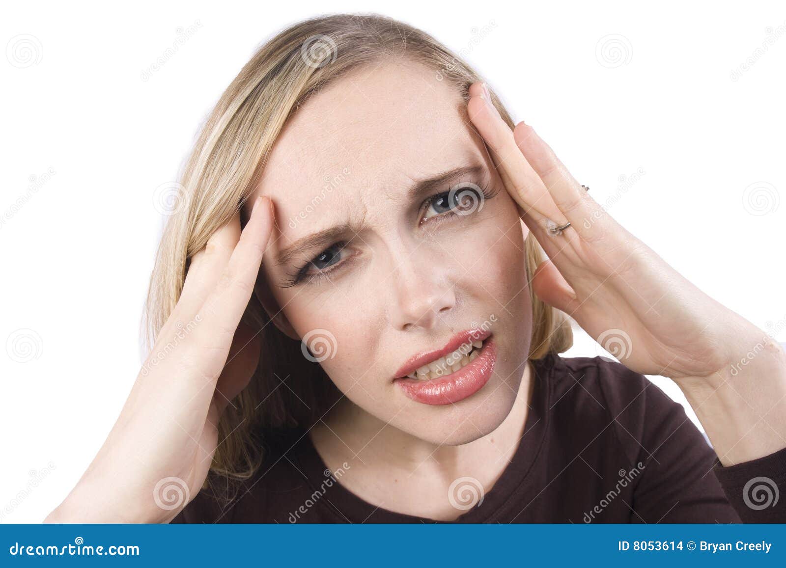 A girl with a headache stock photo. Image of female, beautiful - 8053614