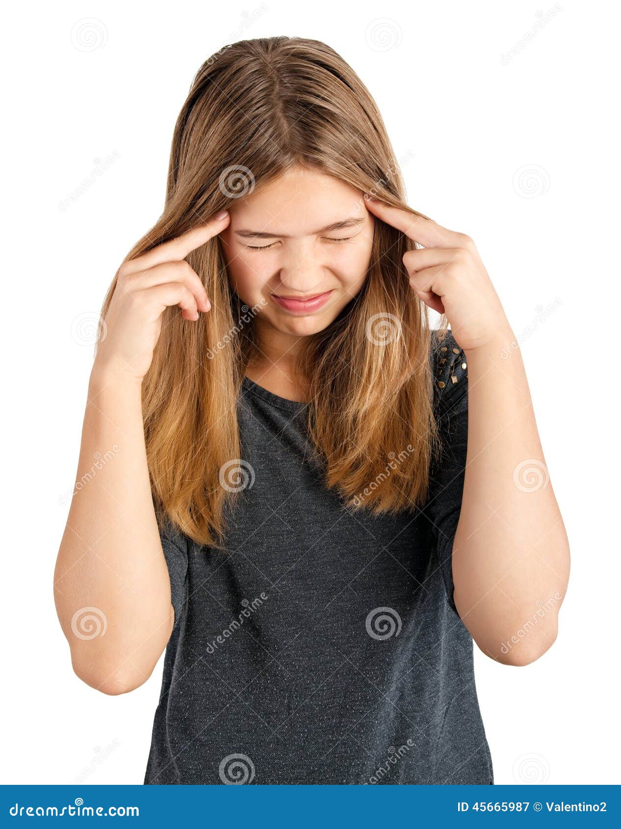 Girl with headache stock image. Image of caucasian, teenager - 45665987