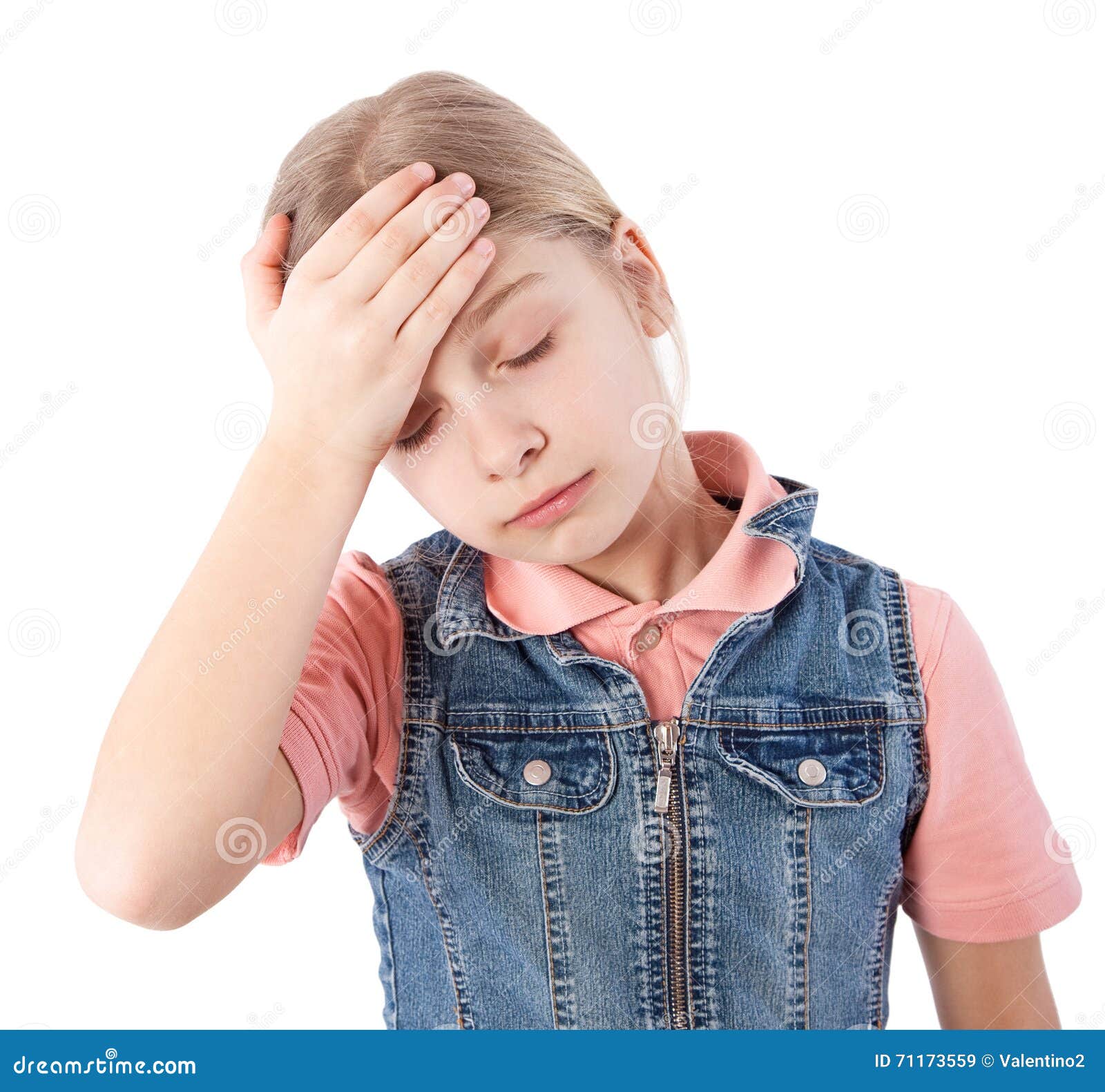 Girl with headache stock image. Image of pain, isolated - 71173559