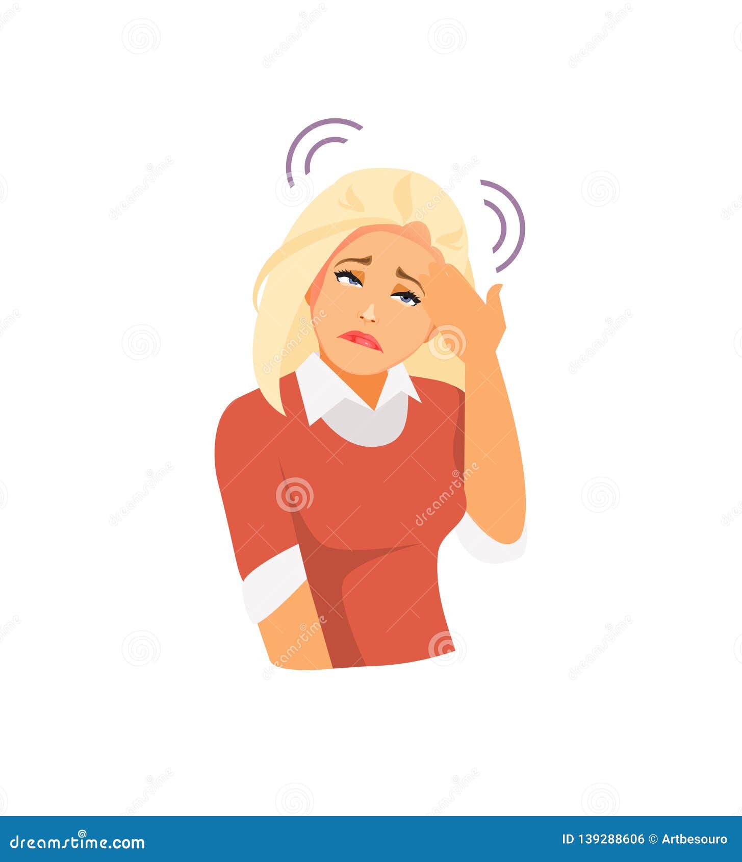 Girl headache vector stock vector. Illustration of cartoon - 139288606