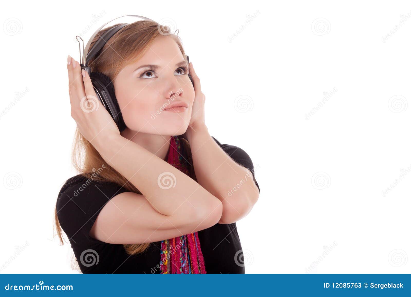 Girl in headphones stock image. Image of listening, girl - 12085763