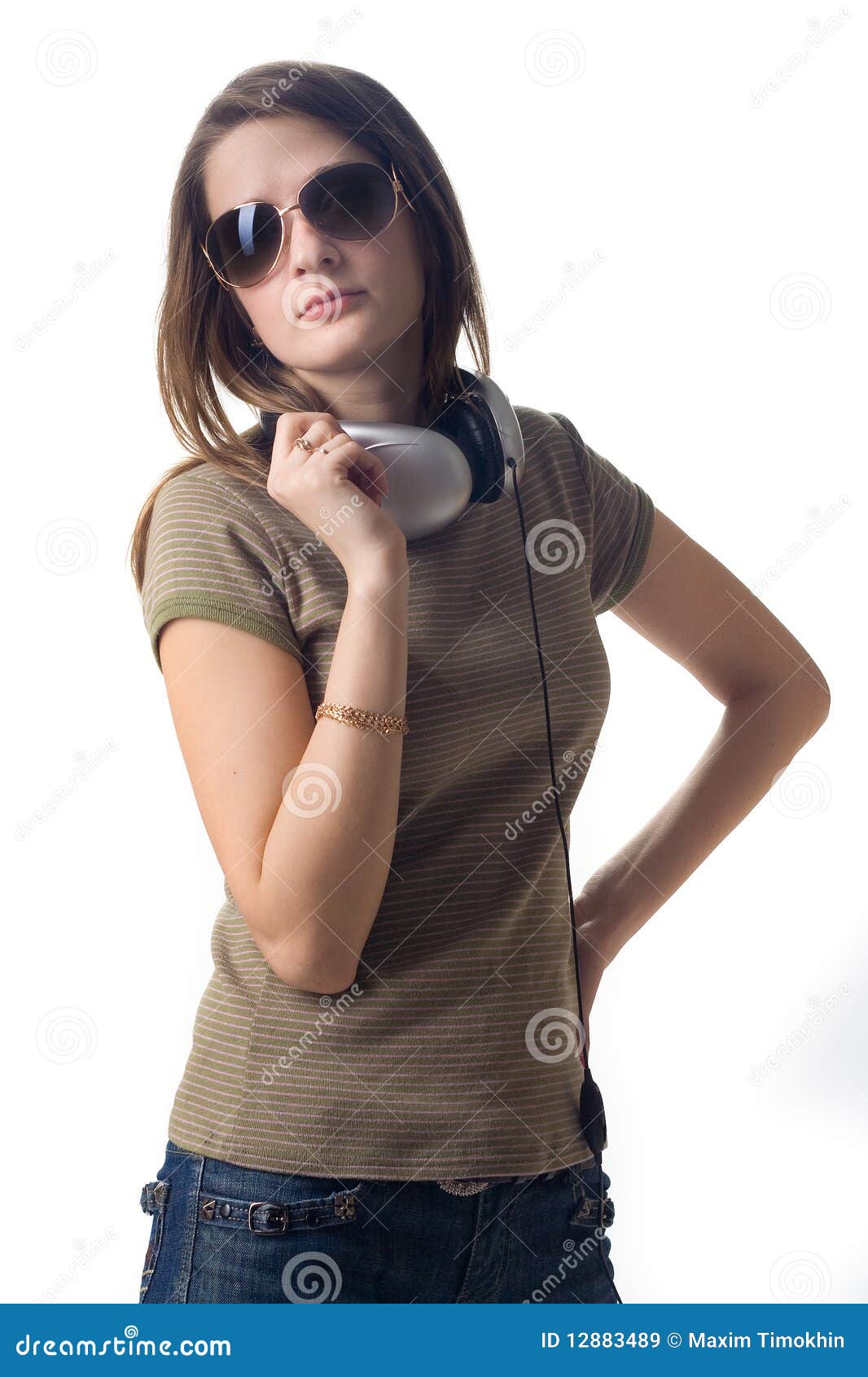 Girl headphones stock image. Image of happiness, smiling - 12883489