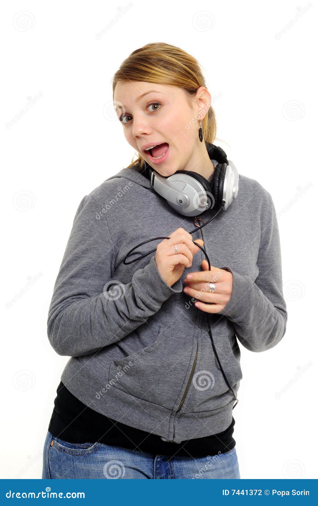 Girl with headphones stock photo. Image of headphones - 7441372