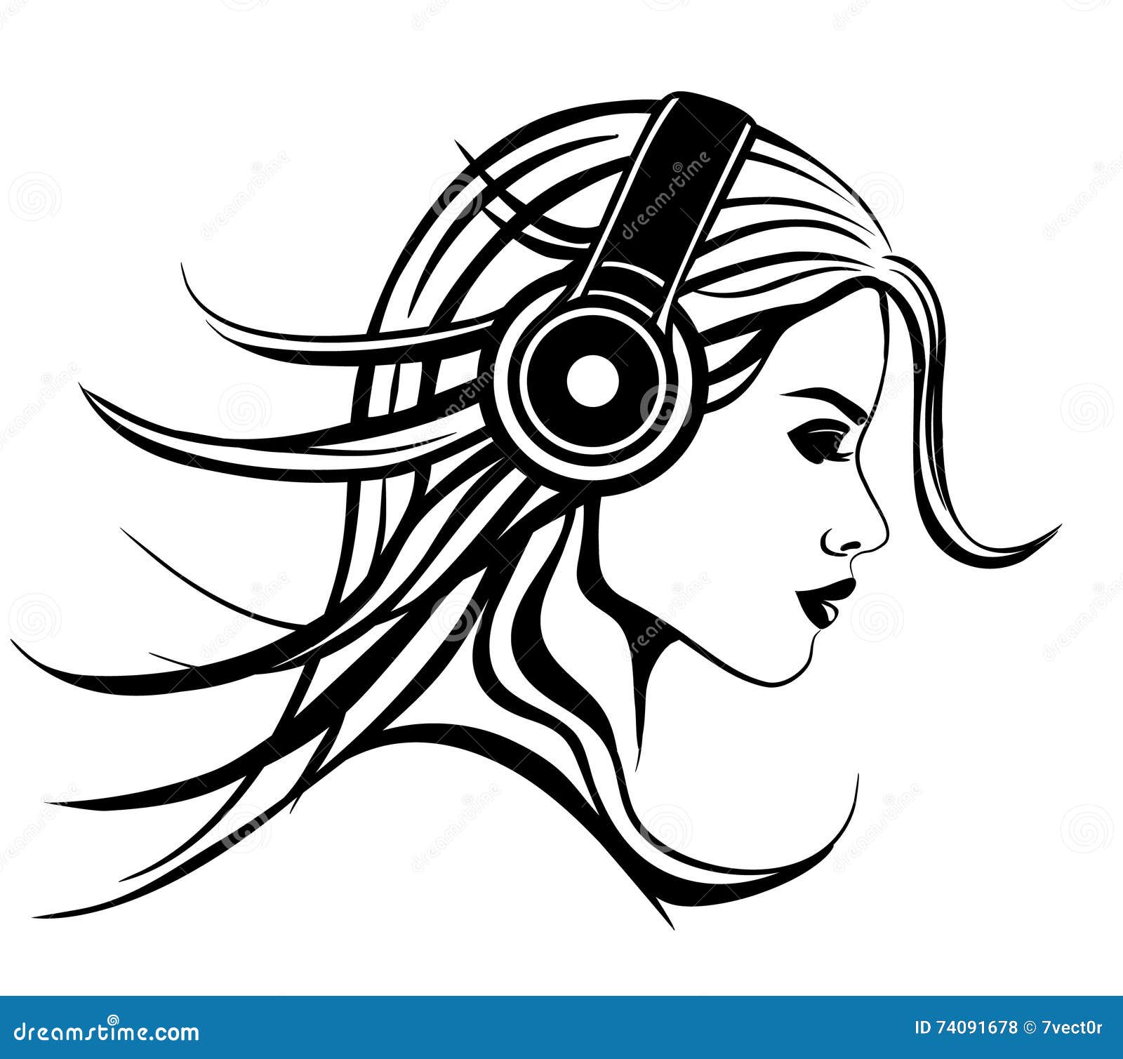 Girl with Headphones stock vector. Illustration of banner - 74091678 Girl with Headphones stock vector. Illustration of banner - 74091678