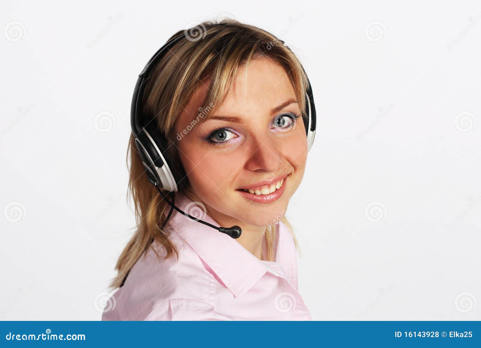 Girl with headset stock photo. Image of professional - 16143928