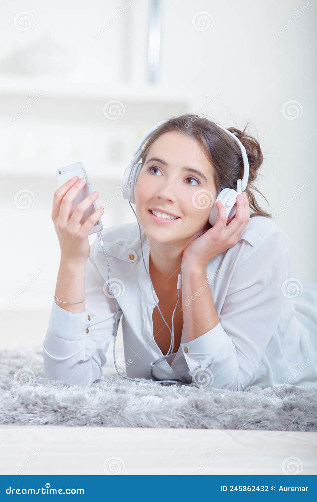 Girl with headset stock photo. Image of hobby, woman - 245862432