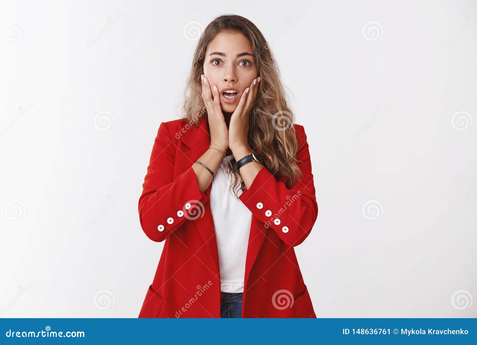 Girl Hearing Shocking News Gasping Reacting Amazed Stunned Portrait