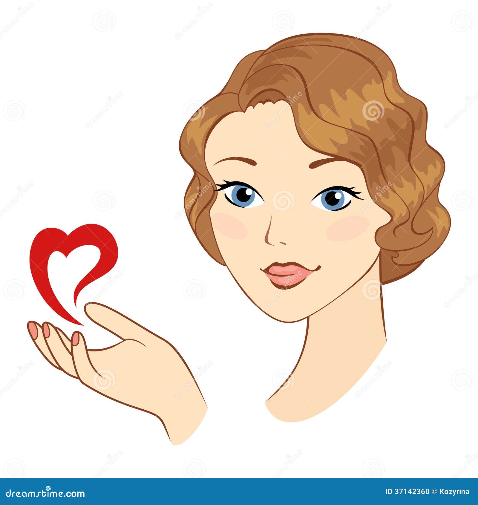 Girl with heart symbol. stock vector. Illustration of person - 37142360