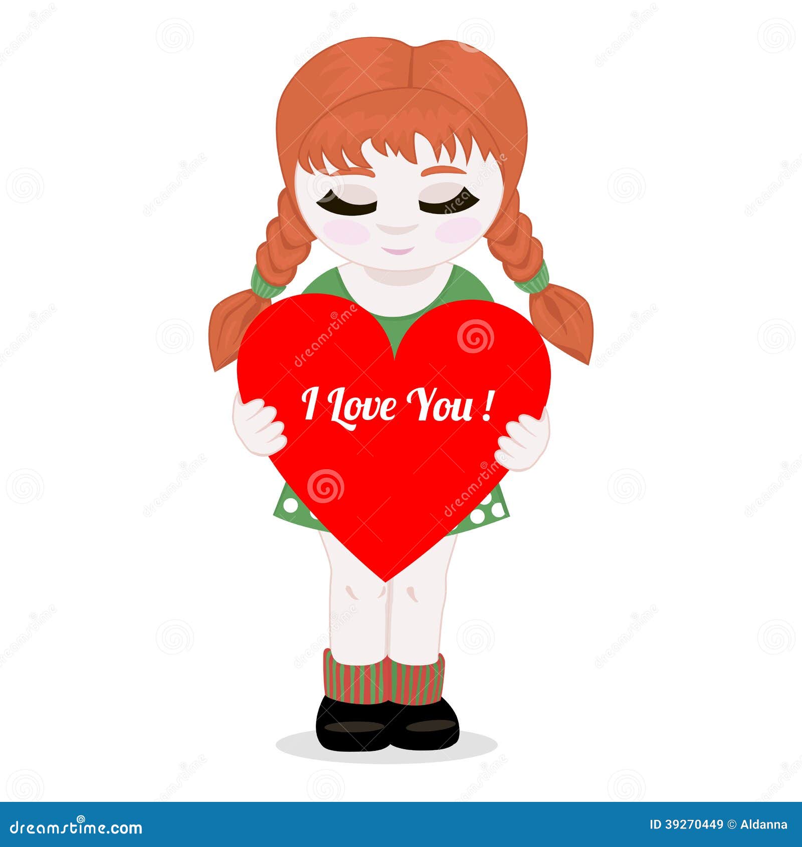 Girl with heart. stock vector. Illustration of green - 39270449