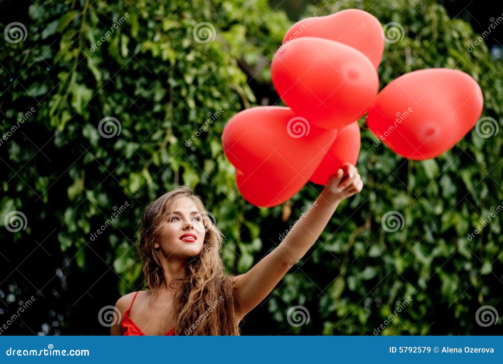 Girl with hearts stock image. Image of cute, summer, happiness - 5792579