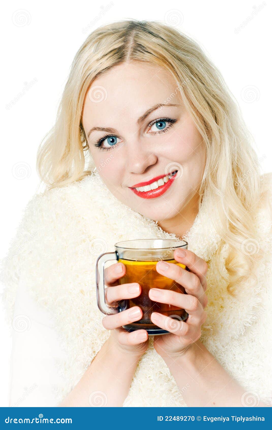 The Girl Heated with Hot Tea Stock Photo - Image of fall, ache: 22489270
