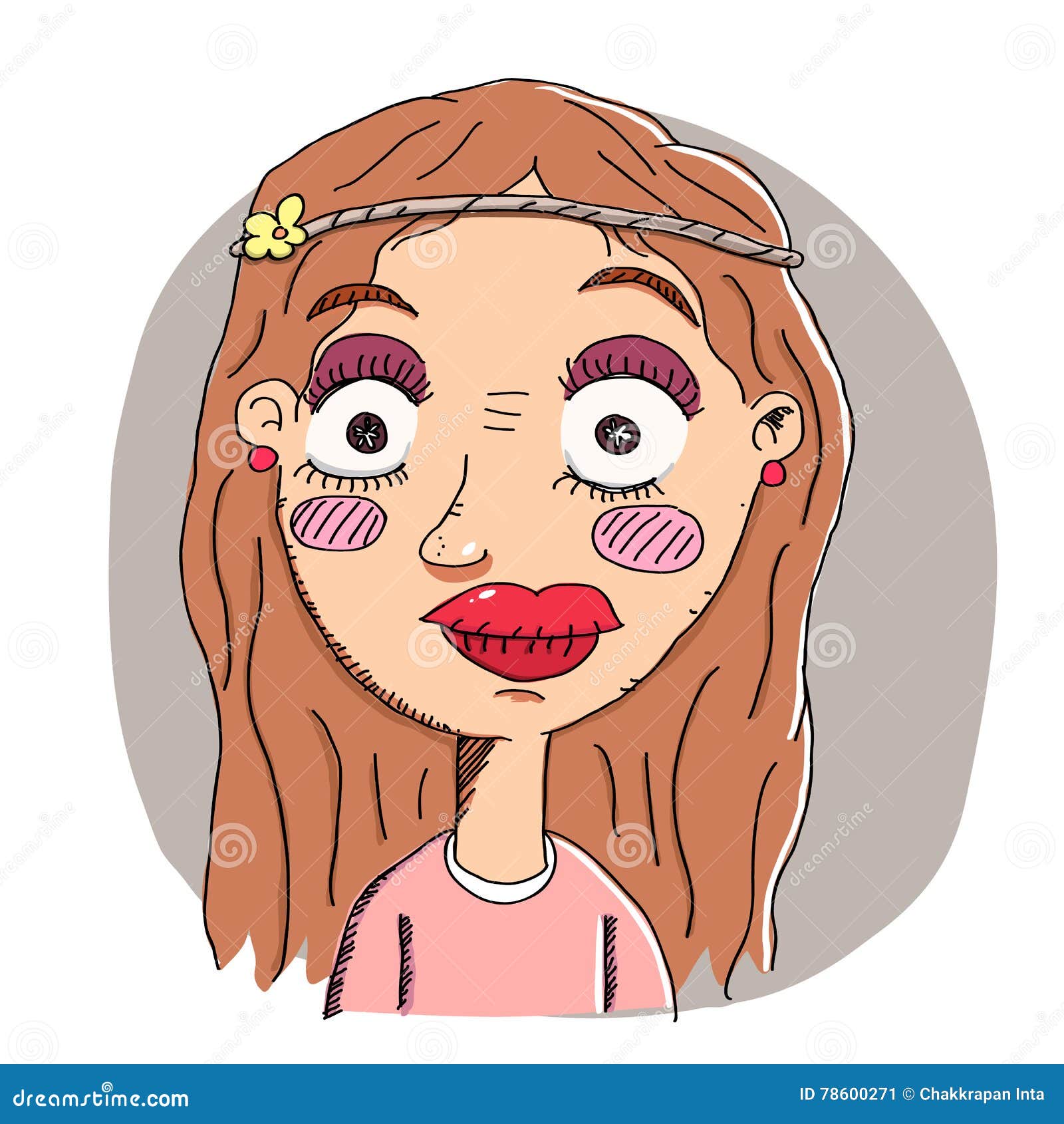Girl with heavy makeup. stock vector. Illustration of makeup - 78600271
