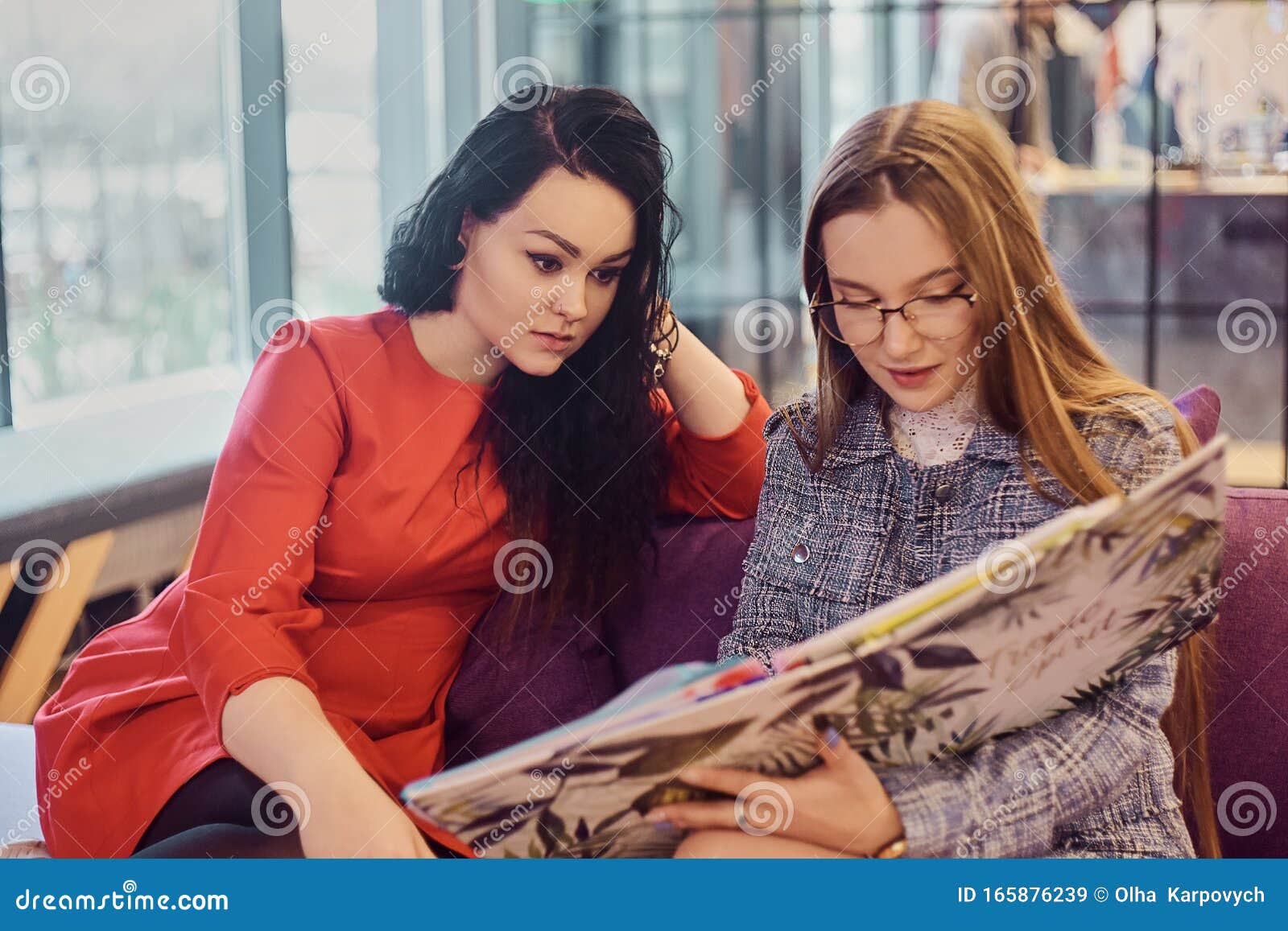 The Girl Helps a Classmate Understand the Lecture, Do Homework. Girls ...