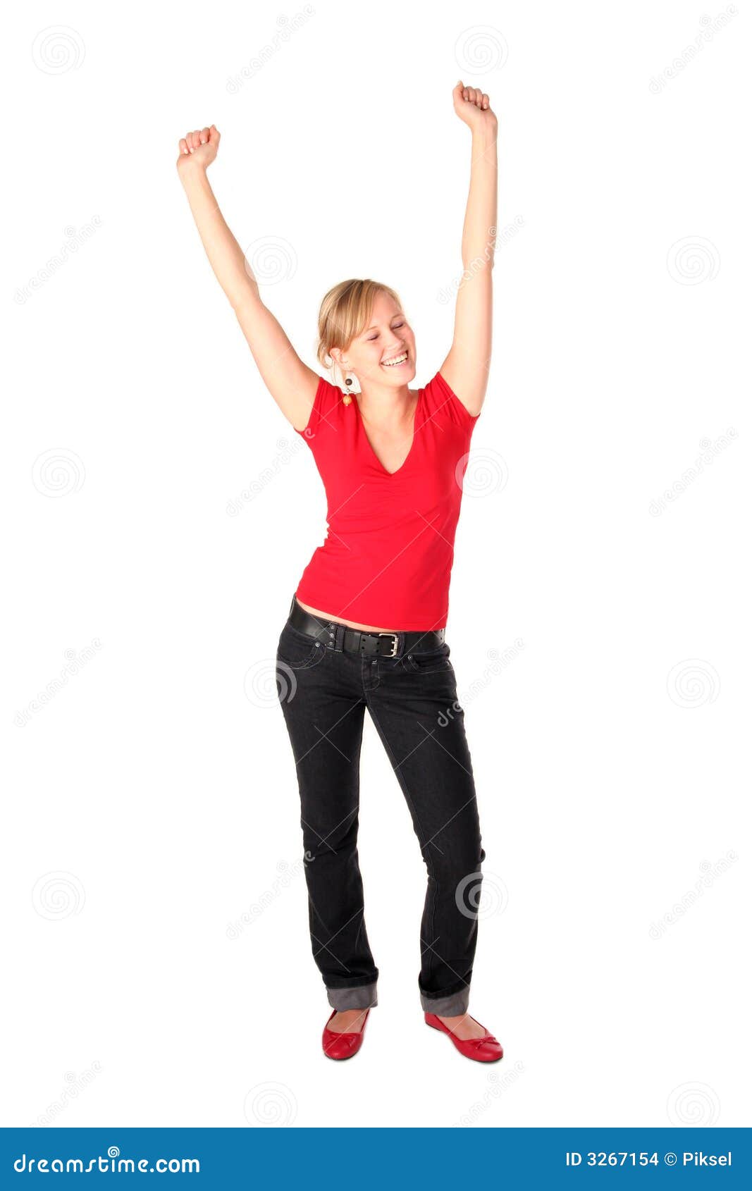 Girl with her arms raised stock photo. Image of body, beauty - 3267154