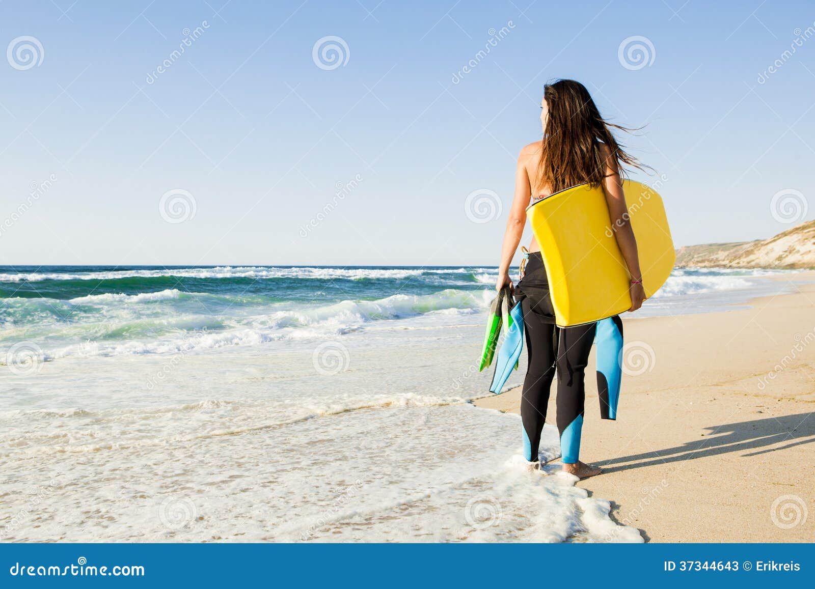 Girl with her bodyboard stock image. Image of latinamerican - 37344643
