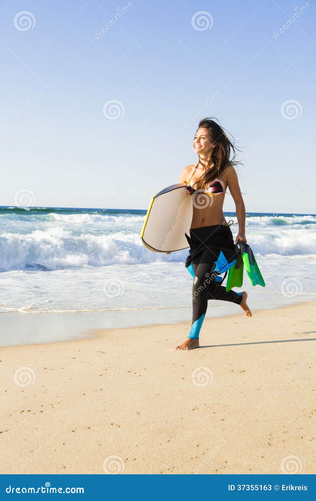 Girl with her bodyboard stock image. Image of model, attractive - 37355163