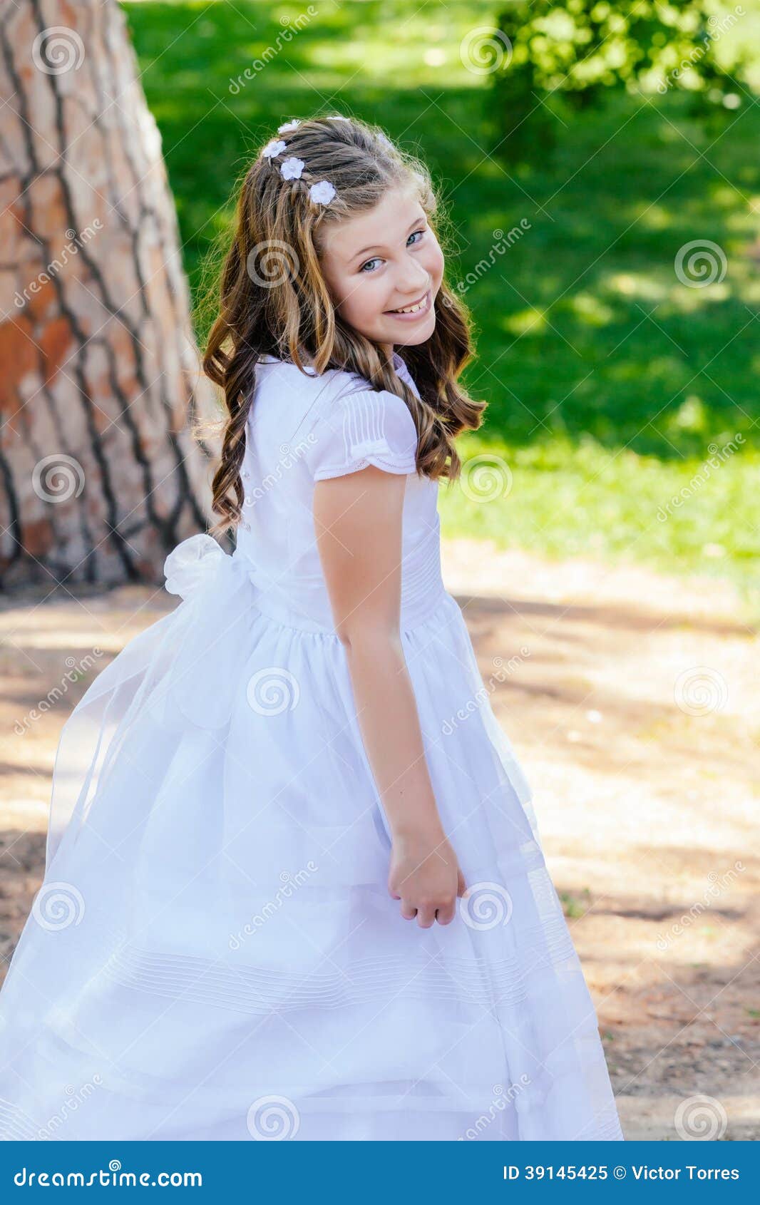 Girl in Her First Communion Day Stock Image - Image of communion ...
