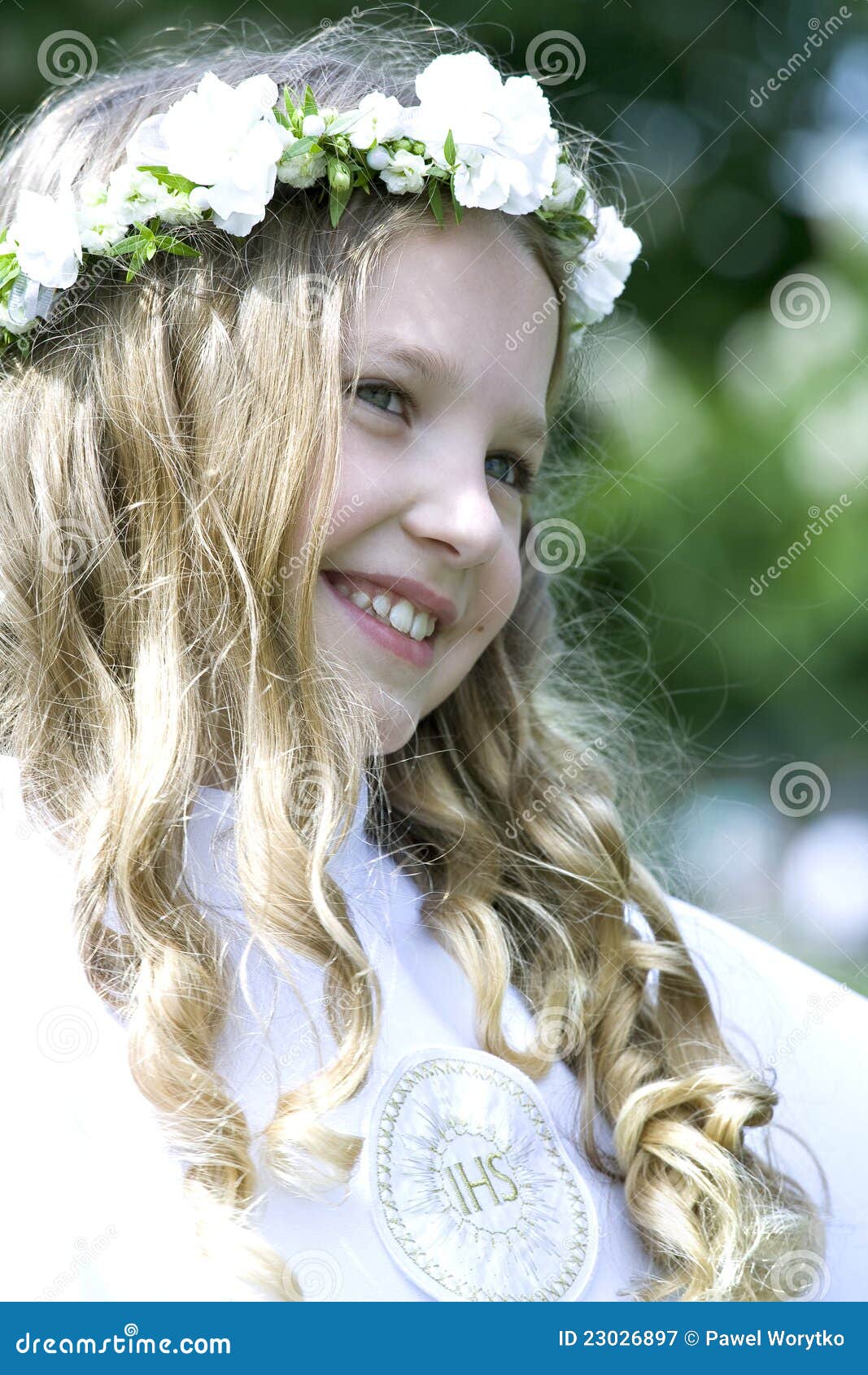 Girl on Her First Holy Communion Stock Image - Image of blessed, cute ...