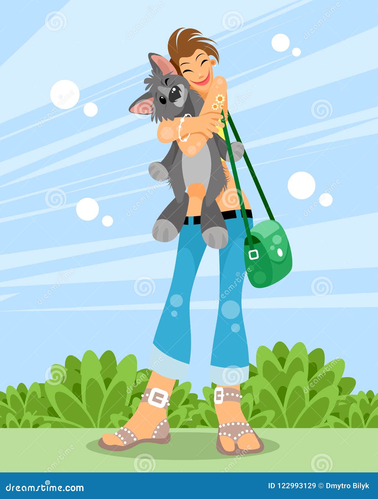 Girl with her pet stock vector. Illustration of girl - 122993129