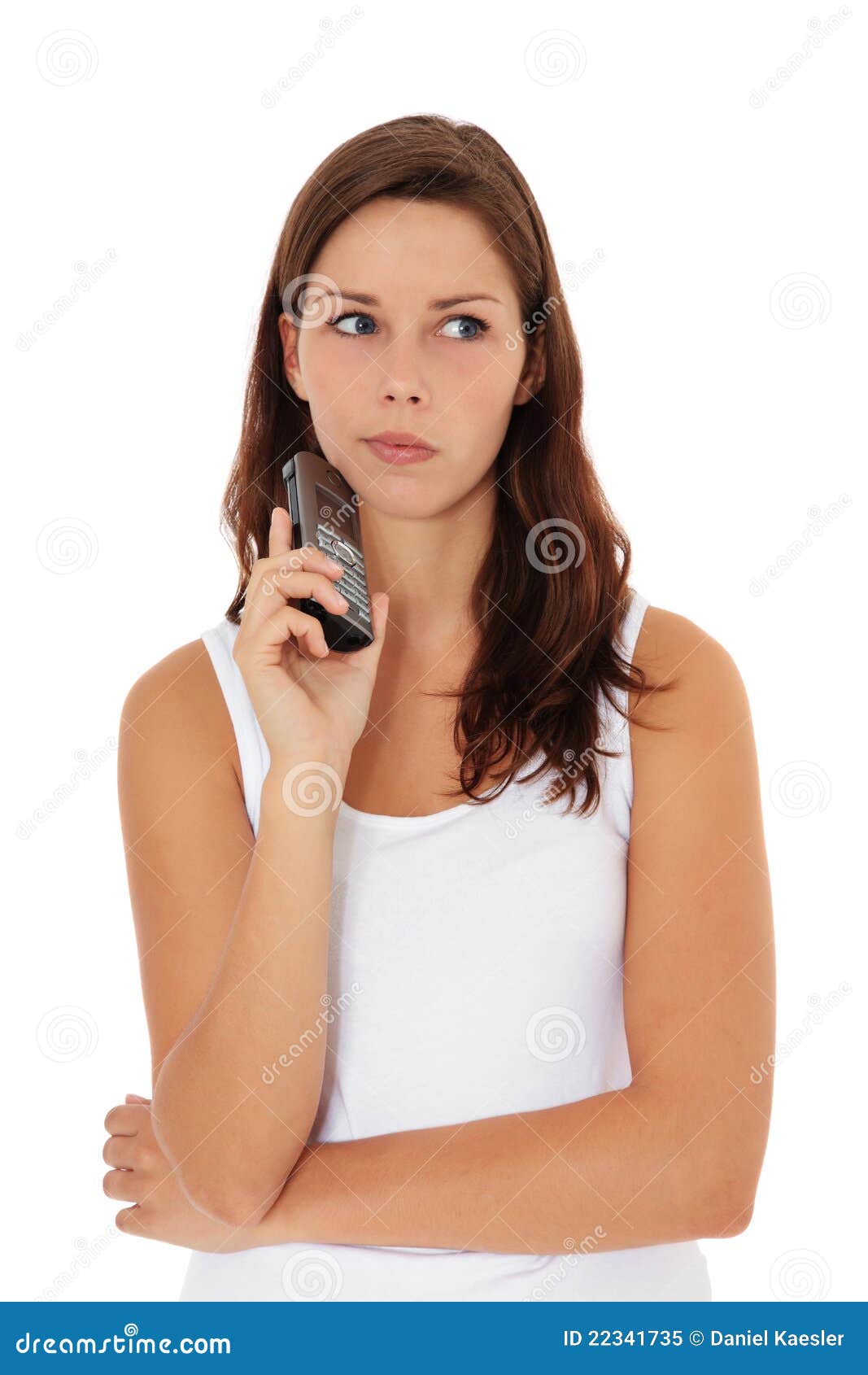 Sad Girl Hesitates To Make A Decision, Leaned Her Head On Her Hand ...