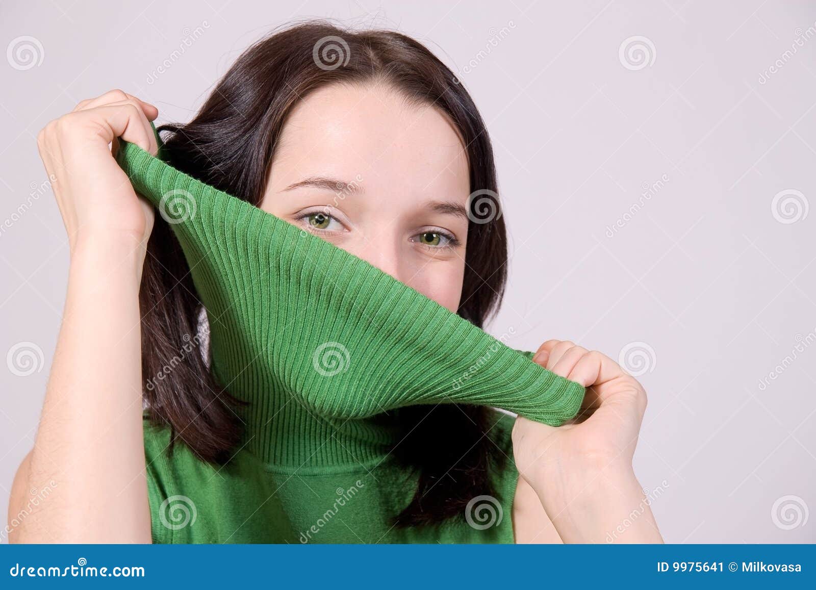 Girl hide face stock image. Image of fashion, pull, huddle - 9975641